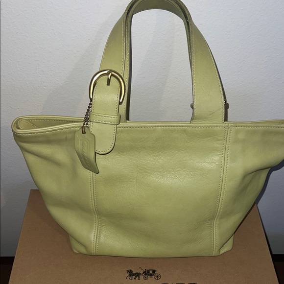 Coach | Bags | Coach Pastel Green Leather Tote | Poshmark